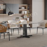 China Long Lasting Ceramic Marble Effect Dining Table 2200x1000x750mm Stainless Steel Base for sale