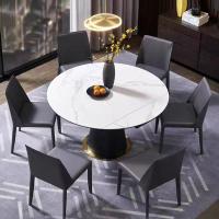 China Round Ceramic Marble Extendable Dining Table 1500mm with Stainless Steel Base for sale