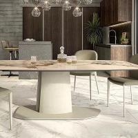 China Luxurious Ceramic Marble Extendable Dining Table 2400x1200x750mm for 8 People for sale