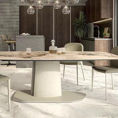 China Luxurious Ceramic Marble Extendable Dining Table 2400x1200x750mm for 8 People for sale
