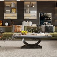 China Insert Ceramic Marble Fusion Coffee Table 1300x700x450mm Stainless Steel for sale