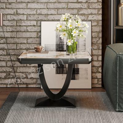 China Curved Stainless Steel Marble Ceramic Coffee Table  Symbolic for sale
