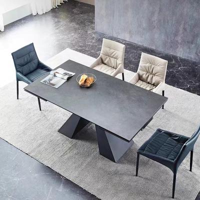 China Rectangular Extendable Dining Table 1400x1000x750mm Marble Top Stainless Steel Base 8 Seater for sale