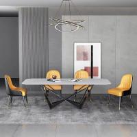 China Ceramic Marble Top Dining Table 2200x1000x750mm Stainless Steel Base for sale