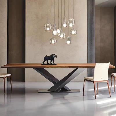 China Industrial Fusion X  Base Wood Dining Table for sale