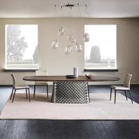 China Bright Concave Stainless Steel Base Wooden Top Dining Table 3000x1280x750mm for sale