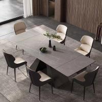 China Luxurious Extendable Rectangular Dining Table 1400x1000mm Marble Top 4-10 Seater for sale