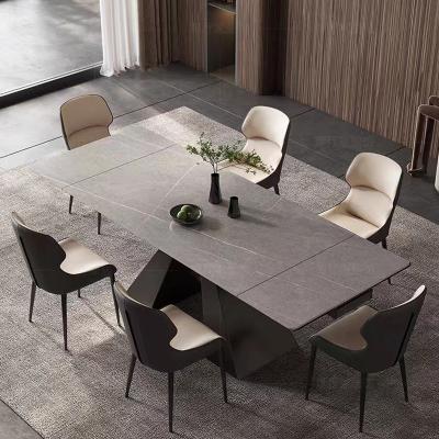 China Luxurious Extendable Rectangular Dining Table 1400x1000mm Marble Top 4-10 Seater for sale