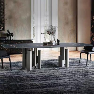China GeoCraft Stainless Steel Base Ceramic Marble Top Dining Table 2400x1100x750mm for sale