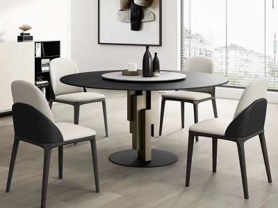 China Irregular Contemporary Ceramic Marble Dining Table 1350mm Diameter Stainless Steel Base for sale