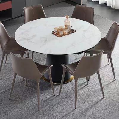 China Extension Round Ceramic Marble Dining Table 1500mm Stainless Steel Base for sale