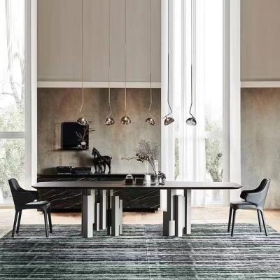 China Modern Ceramic Marble Dining Table 2400x1100x750mm Irregular Stainless Steel Base for sale