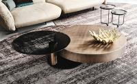 China Brushed Bronze Coffee Table Set with Tempered Glass Side Table 1000mm for sale