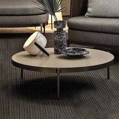 China Triangular Base Ceramic Marble Coffee Table 1000mm Stainless Steel for sale
