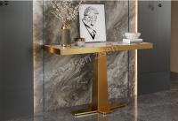 China ElegaCross Ceramic Marble Console Table 1200x450x760mm Stainless Steel Base for sale