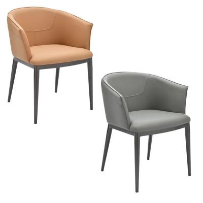 China ElegaCurve Leather Metal Base Dining Chair 600x590x730mm PU Leather Steel for sale