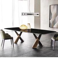 China Modern Ceramic Marble Top Dining Table with Stainless Steel Base 1.6cbm for sale
