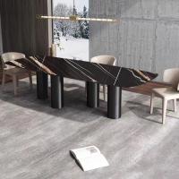 China Luxury Ceramic Marble Top Dining Table with 8 Chairs 1.6cbm/pc for sale
