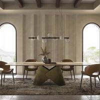 China Italian Ceramic Marble Top Dining Table Black Marble Dining Table Gold Legs for sale