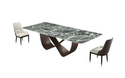 China Square Ceramic Marble Top Dining Table 2400x1100mm Stainless Steel Base 6-8 Person for sale