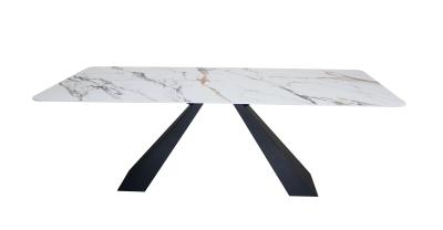 China Genuine Ceramic Marble Top Dining Table With Steel Base for sale