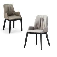 China Solid Ash Wood Plicated Dining Chair 57x60x87cm PU Seat Living Room Furniture for sale