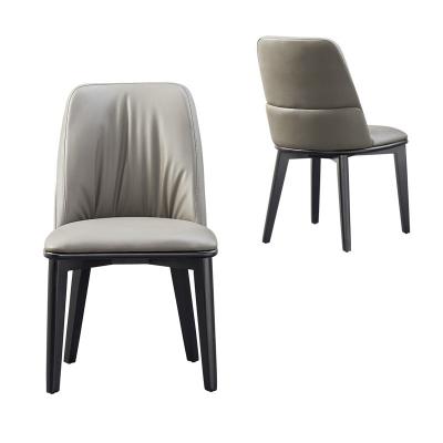 China Solid Ash Wood High Back Dining Chair Set 50x58x87cm PU Upholstered 2pcs for sale