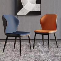 China Modern Metal Dining Chair with PU Upholstered Seat 48x49x82mm Black Powder Coated Steel for sale