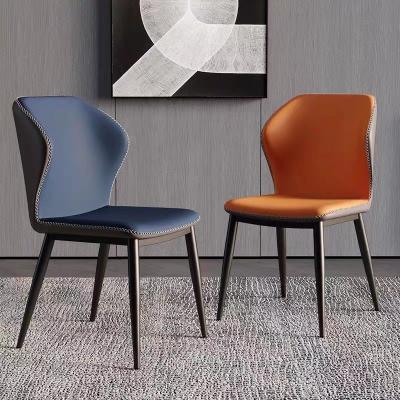 China Modern Metal Dining Chair with PU Upholstered Seat 48x49x82mm Black Powder Coated Steel for sale