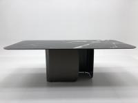 China Rectangular Ceramic Marble Top Dining Table 220x100x75cm Steel Base Home Set for sale