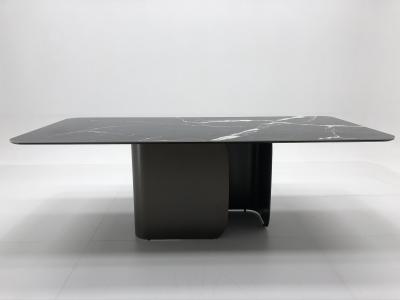 China Rectangular Ceramic Marble Top Dining Table 220x100x75cm Steel Base Home Set for sale
