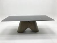 China 2.2 Meter Rectangle Sintered Stone Top Dining Room Table With Stainless Steel Pedestal for sale