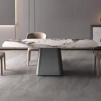 China Luxury Stainless Steel Ceramic Marble Dining Table 220x100x75 cm Modern Rectangular for sale