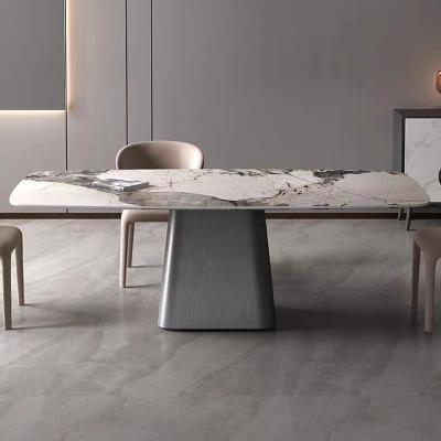 China Luxury Stainless Steel Ceramic Marble Dining Table 220x100x75 cm Modern Rectangular for sale