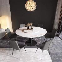 China Round Ceramic Marble Dining Table 135cm Stainless Steel Base Modern Restaurant Furniture for sale