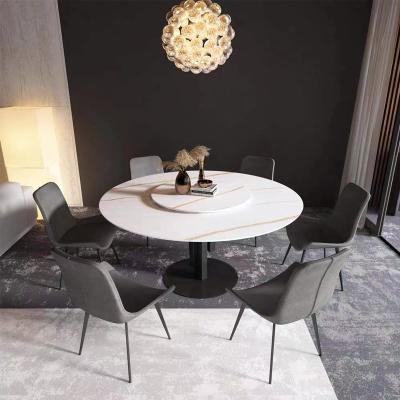 China Round Ceramic Marble Dining Table 135cm Stainless Steel Base Modern Restaurant Furniture for sale
