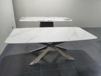 China 6-8 Person Ceramic Marble Top Stainless Steel Dining Table Set 200x100x75 cm for sale