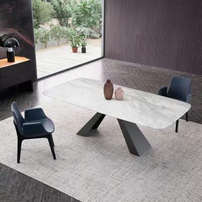 China Modern Sintered Stone Marble Top Dining Table Set for 6 220x100x75 cm Ceramic for sale