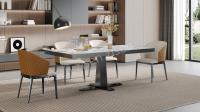 China Ceramic Marble Dining Table Set 220x100cm Stainless Steel Black Titanium Luxury Home for sale