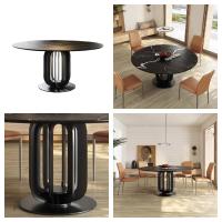 China Round Ceramic Marble Dining Table 6 Person 135cm with Steel Base for Restaurant for sale