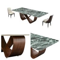 China Modern Stainless Steel Dining Table 240x110x75cm Ceramic Marble Top 6-12 Seater for sale