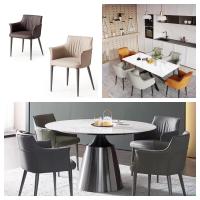 China Luxury Ceramic Marble Round Dining Table 135cm Stainless Steel Base with 6 Chairs for sale