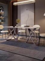 China Luxury Rectangular Dining Table Set Home Furniture Modern Marble 8-seat Dining Table for sale
