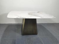 China Modern Square Top Dining Table With Lazy Susan , Luxe Haven Ceramic Marble Top Dining Table for sale