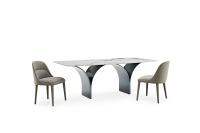 China Modern Ceramic Marble Dining Table Set 200x100x75 cm Steel Blue Base for Dining Room for sale