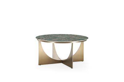 China Round Ceramic Marble Top Coffee Table 90cm Diameter Stainless Steel Base Luxury Home Furniture for sale