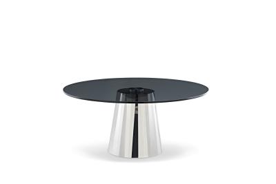 China Round Glass Coffee Table with Tempered Glass Top and Stainless Steel Base 80cm for sale