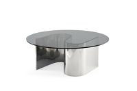 China Modern Round Coffee Table 90cm Tempered Glass Top Stainless Steel Frame Living Room Furniture for sale