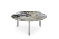 China Ceramic Round Sintered Stone Marble Top Coffee Table 80cm Living Room Furniture for sale