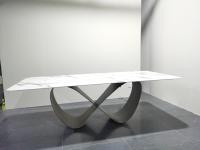 China Luxury Custom 12 Seater Rectangle Ceramic Marble Dining Table 240x110x75 cm Stainless Steel Base for sale